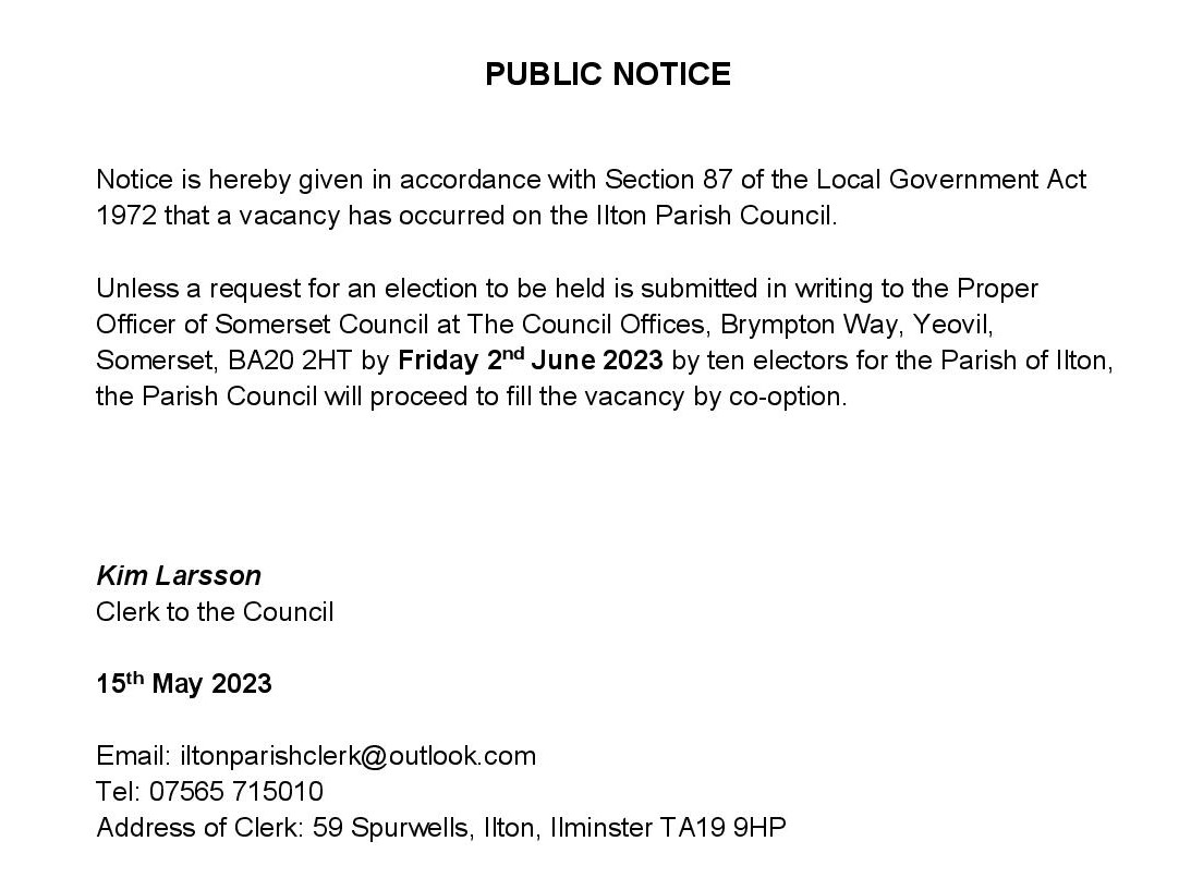 Notice Board - iltonparishcouncil.gov.uk